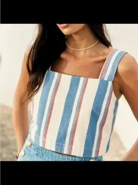Sezane | Tops | Nwt Sezane Marga Top Ecru Vertical Stripe Button Size ...